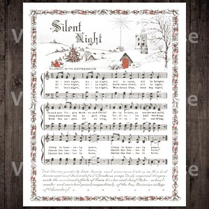 Printable Vintage Christmas Carols Color Illustrations Christmas Songs ...