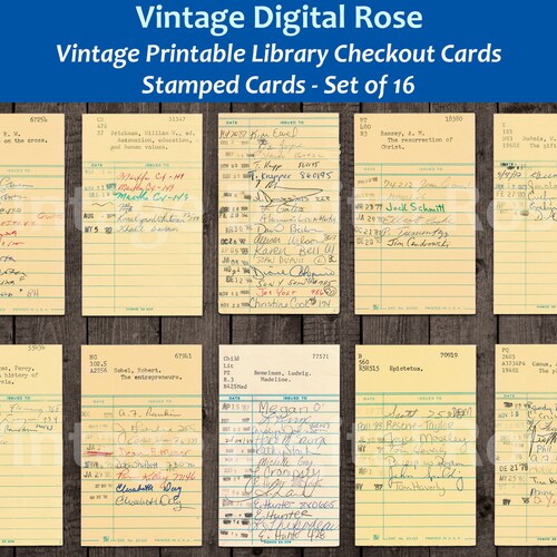 Vintage Printable Library Checkout Cards Stamped Cards Digital - Etsy