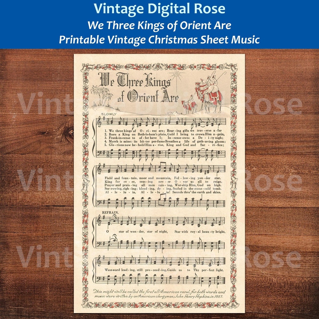 We Three Kings of Orient Are Printable Vintage Christmas Hymn Carol ...