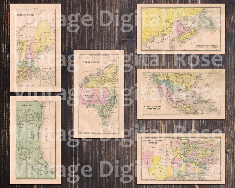 Vintage Printable 1855 Maps North America United States Canada Mexico ...