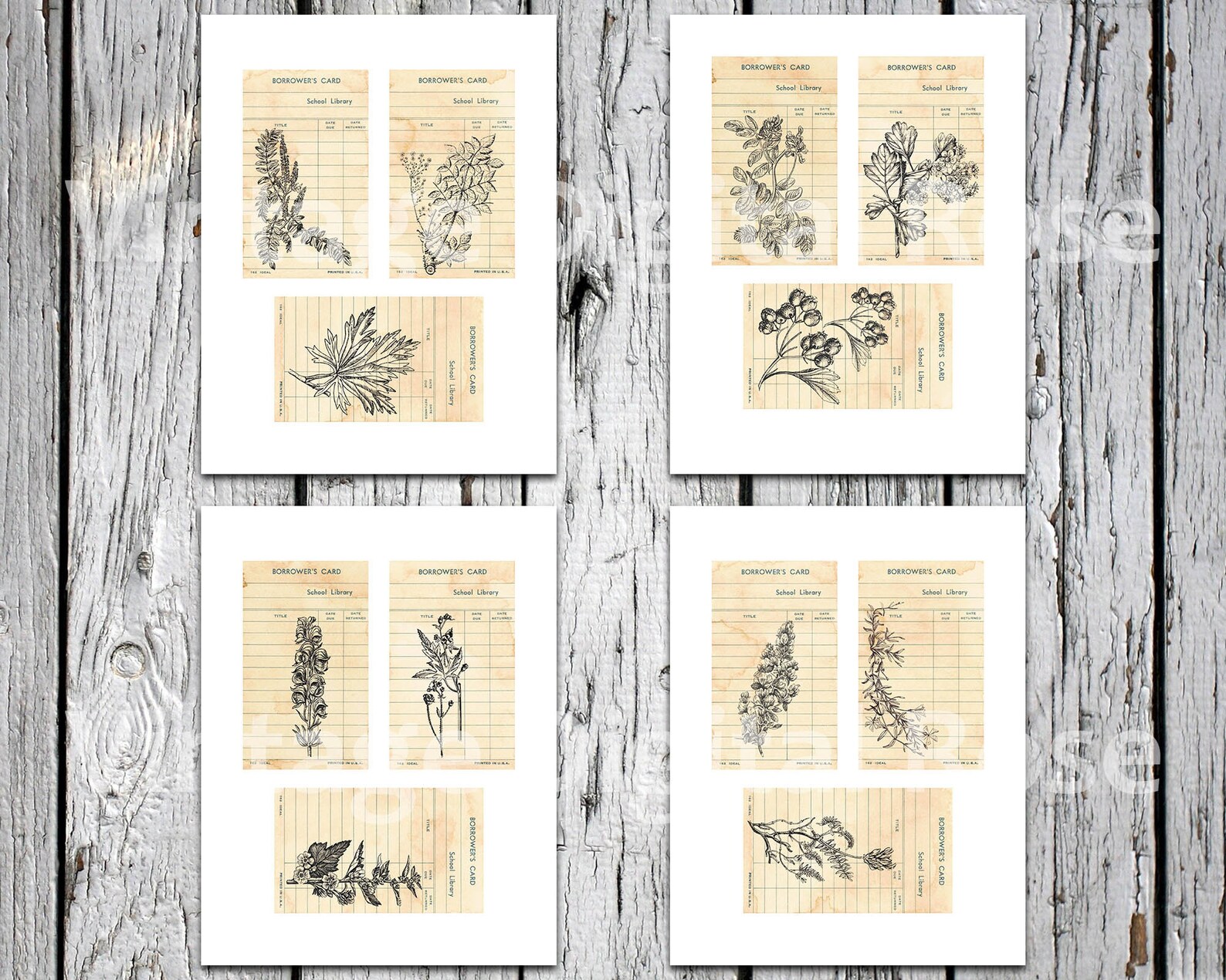 Vintage Printable School Library Cards Black and White - Etsy