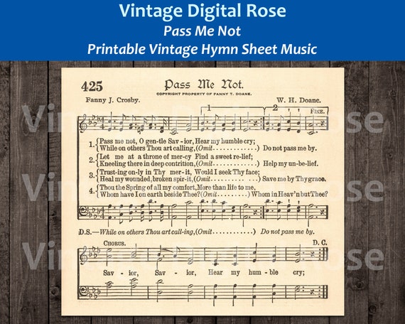 Pass Me Not O Gentle Savior Printable Vintage Hymn Sheet Music Etsy