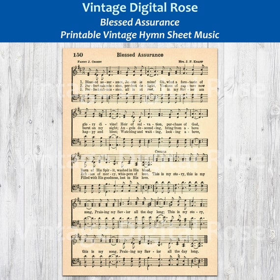 Blessed Assurance Printable Vintage Hymn Sheet Music | Etsy
