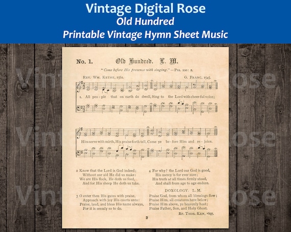 Old Hundred Printable Vintage Gospel Hymn Sheet Music | Etsy