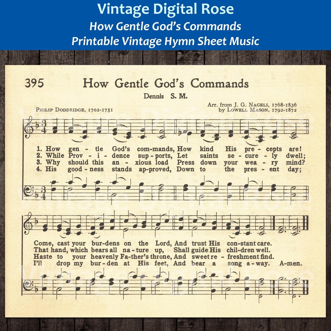 How Gentle God's Commands Printable Vintage Hymn Sheet Music - Etsy