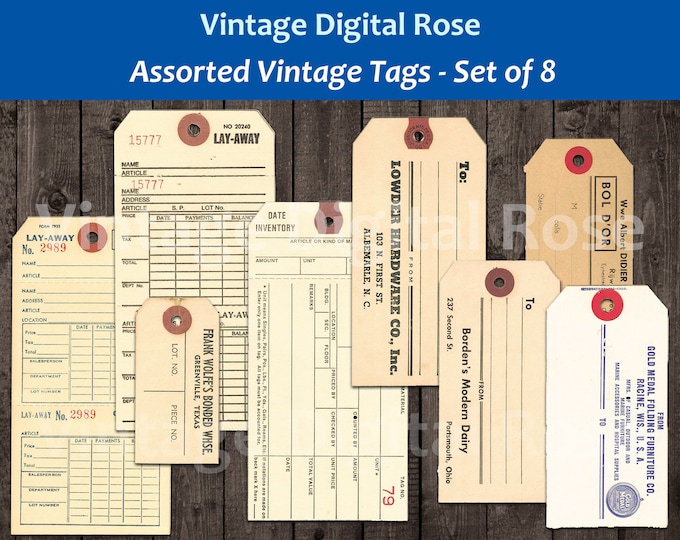 Shabby and Aged Tags Printable Vintage Style Alterations Garment ...