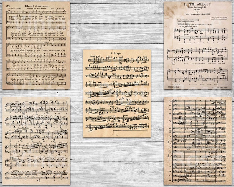 Vintage Style Sheet Music Digital Pages 10 8.5x11 Printable | Etsy