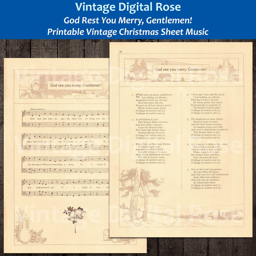 God Rest You Ye Merry, Gentlemen! Printable Vintage Christmas Hymn ...
