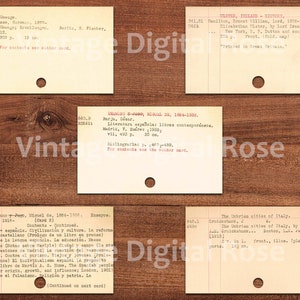 Vintage Printable Library Card Catalog Cards Typewriter Typed Cards ...