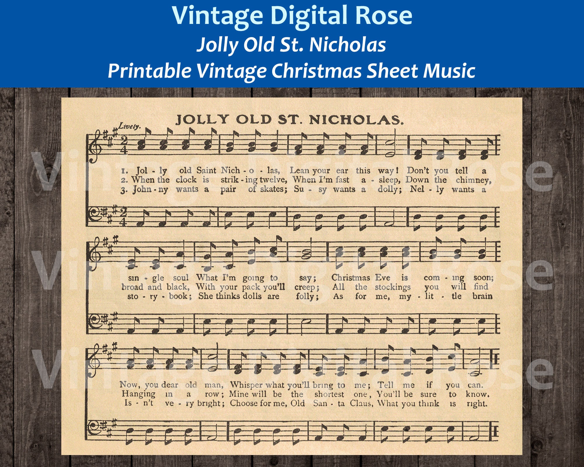 Jolly Old St. Saint Nicholas Printable Vintage Popular Christmas Carol ...