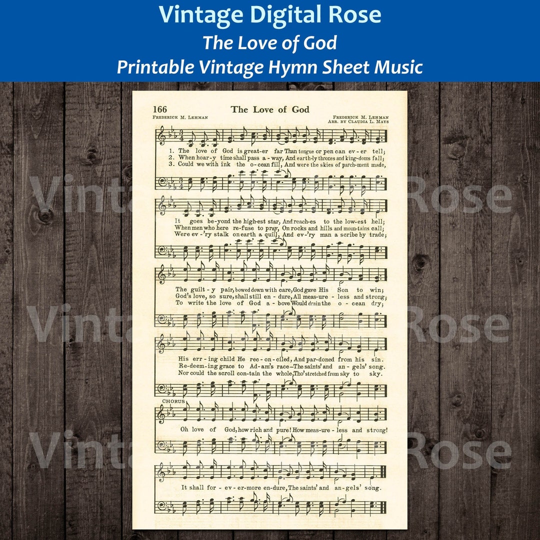 The Love of God Printable Vintage Hymn Sheet Music - Etsy