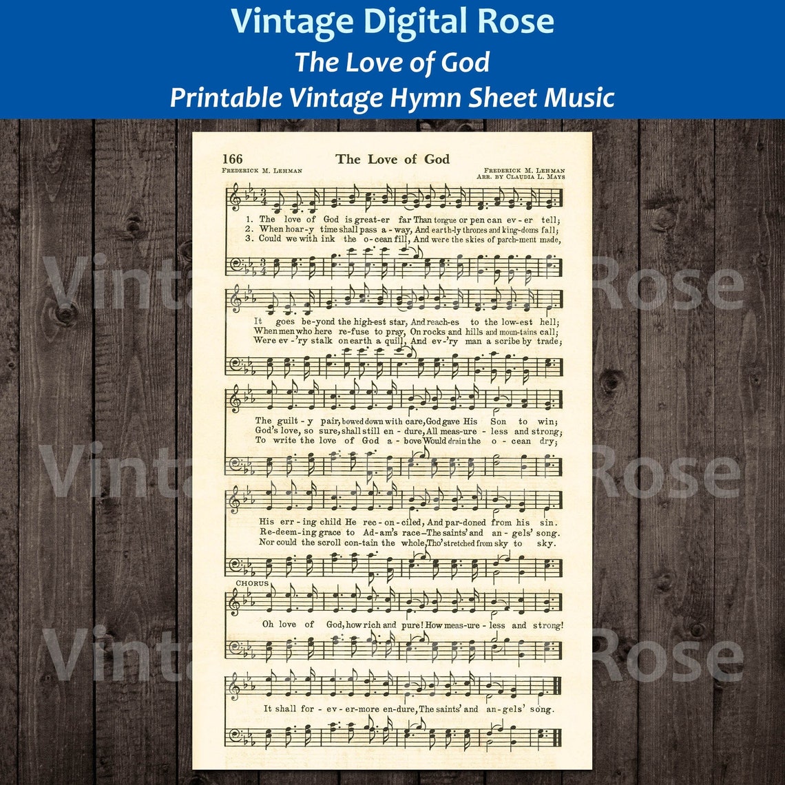 The Love of God Printable Vintage Hymn Sheet Music - Etsy