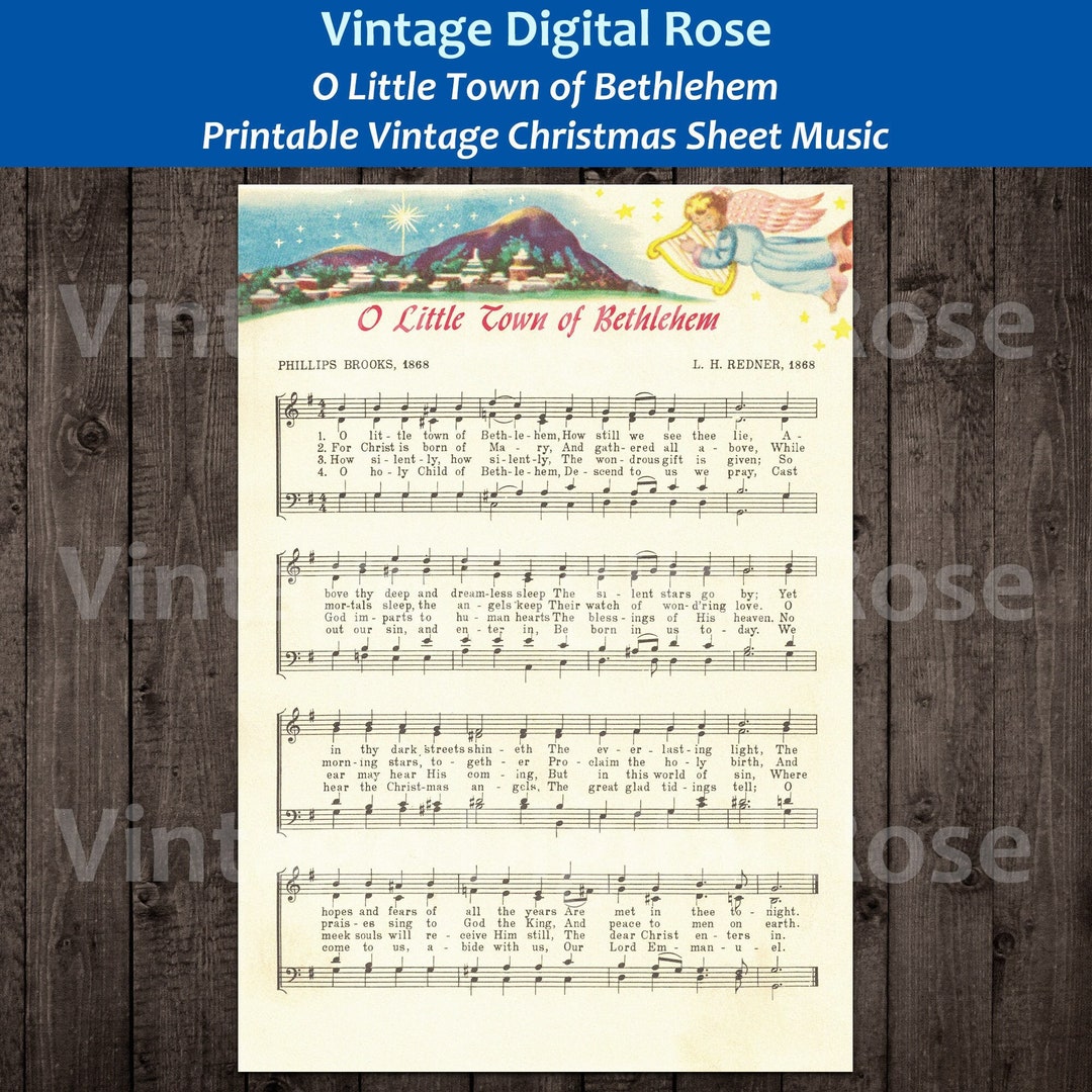 O Little Town of Bethlehem Printable Vintage Popular Christmas Carol ...