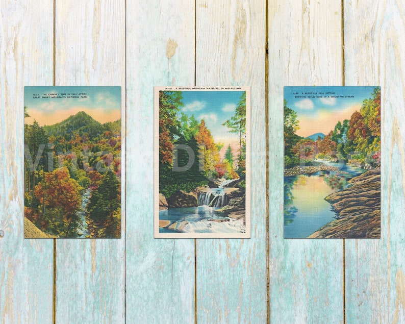 Fall Autumn Vintage Printable Postcards Set of 8 Cards - Etsy