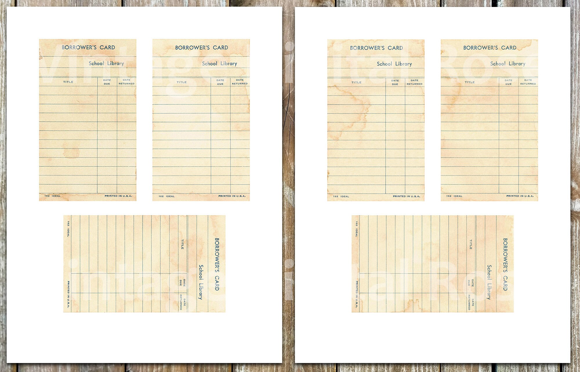 Vintage Printable Beige School Library Cards With Blue Lines - Etsy