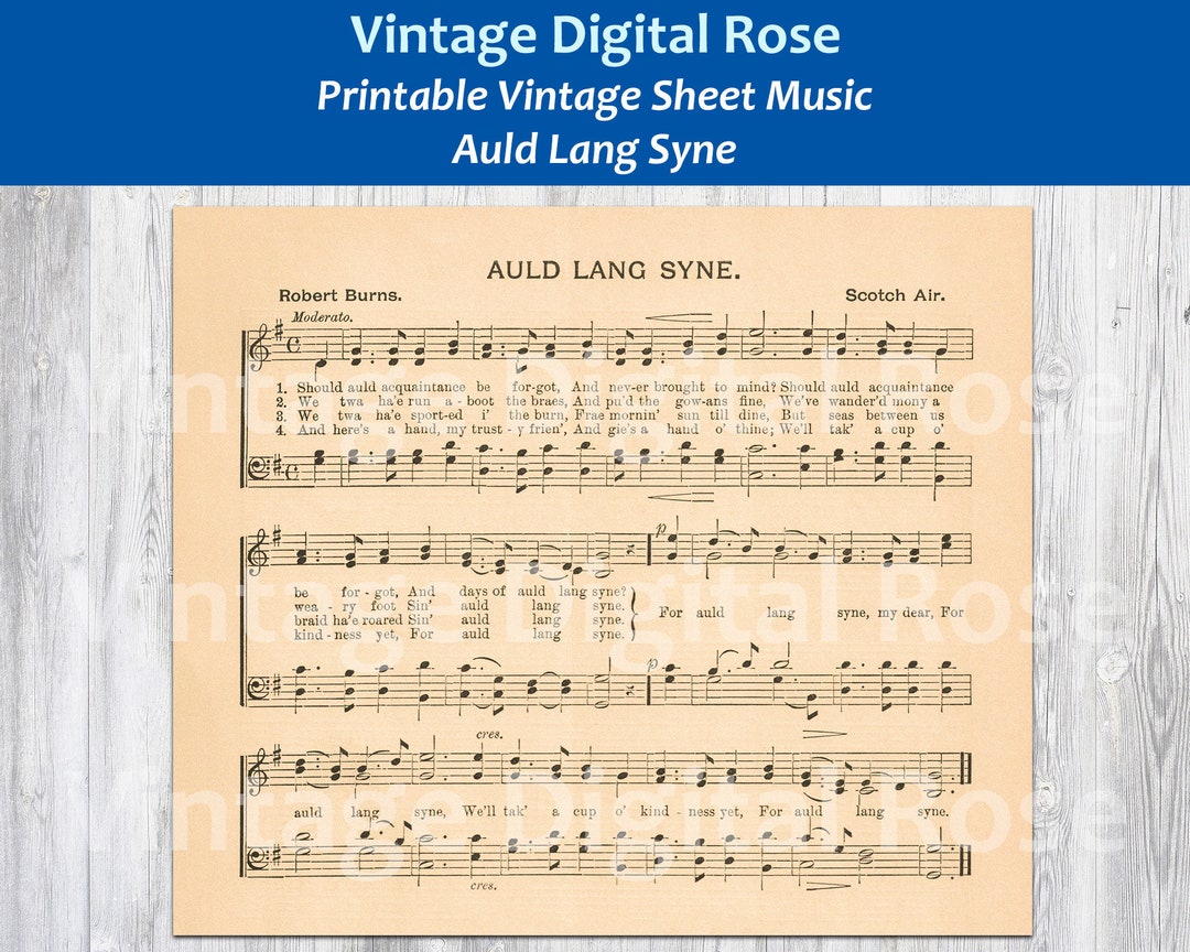 Auld Lang Syne Printable Vintage Popular Christmas Carol Sheet Music - Etsy