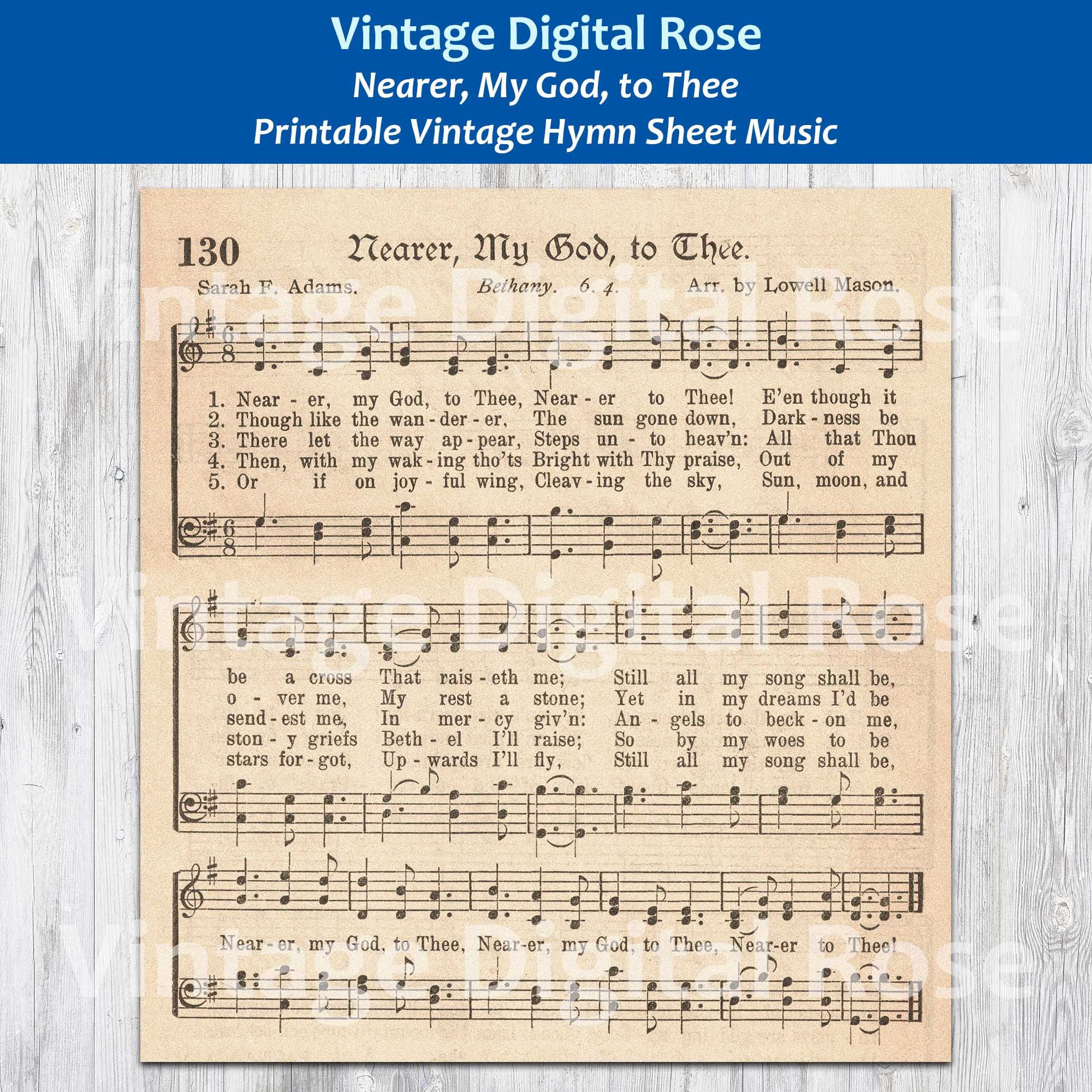Nearer, My God, to Thee Printable Vintage Hymn Sheet Music - Etsy