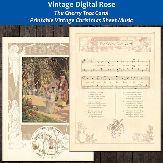 The Cherry Tree Carol Printable Vintage Christmas Hymn Carol | Etsy