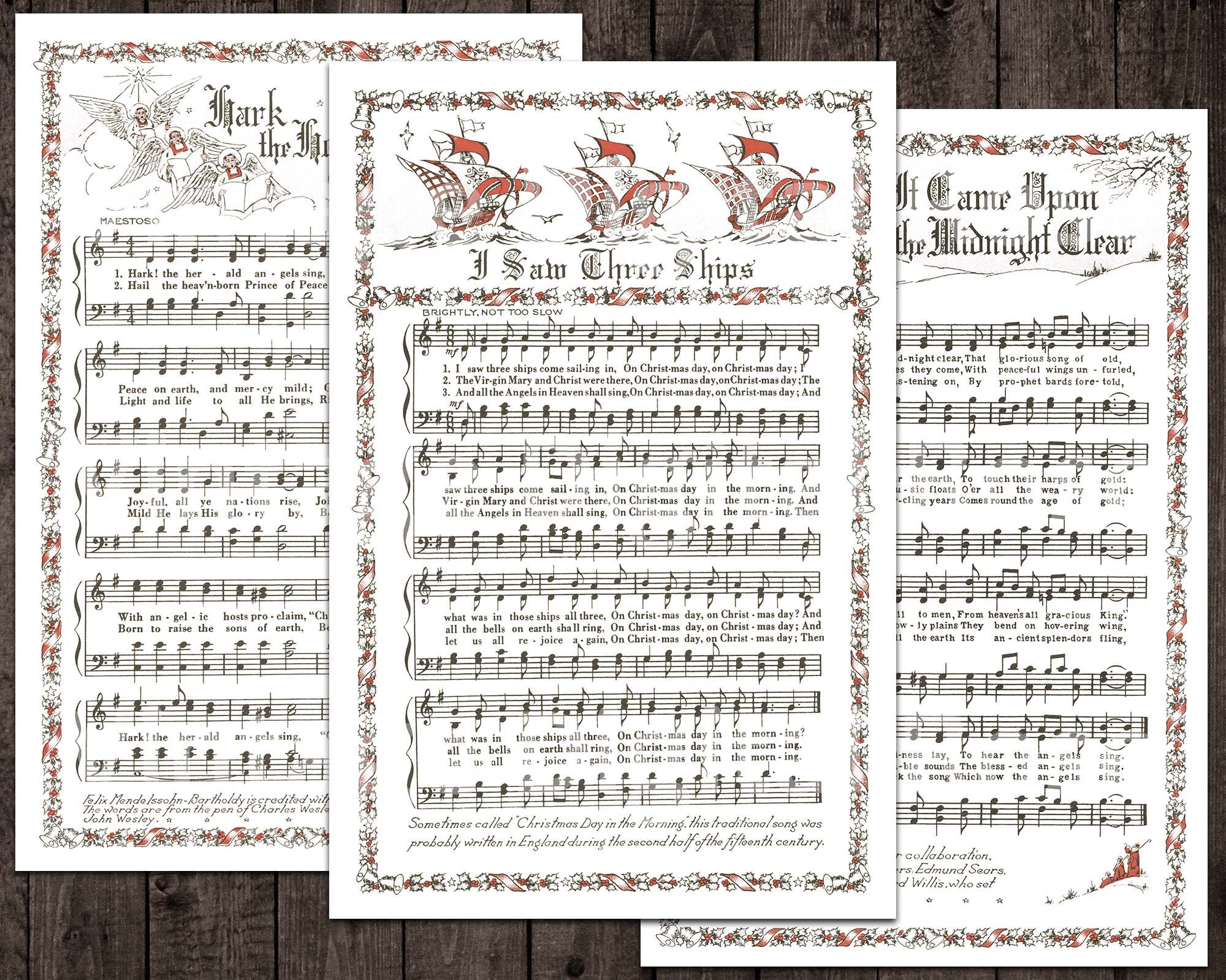 Printable Vintage Christmas Carols Illustrated Best Sellers Top ...