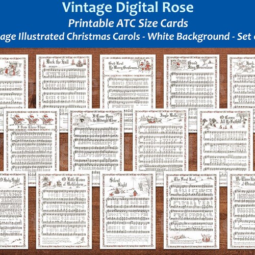 Printable Vintage Christmas Carols Color Illustrations Best - Etsy