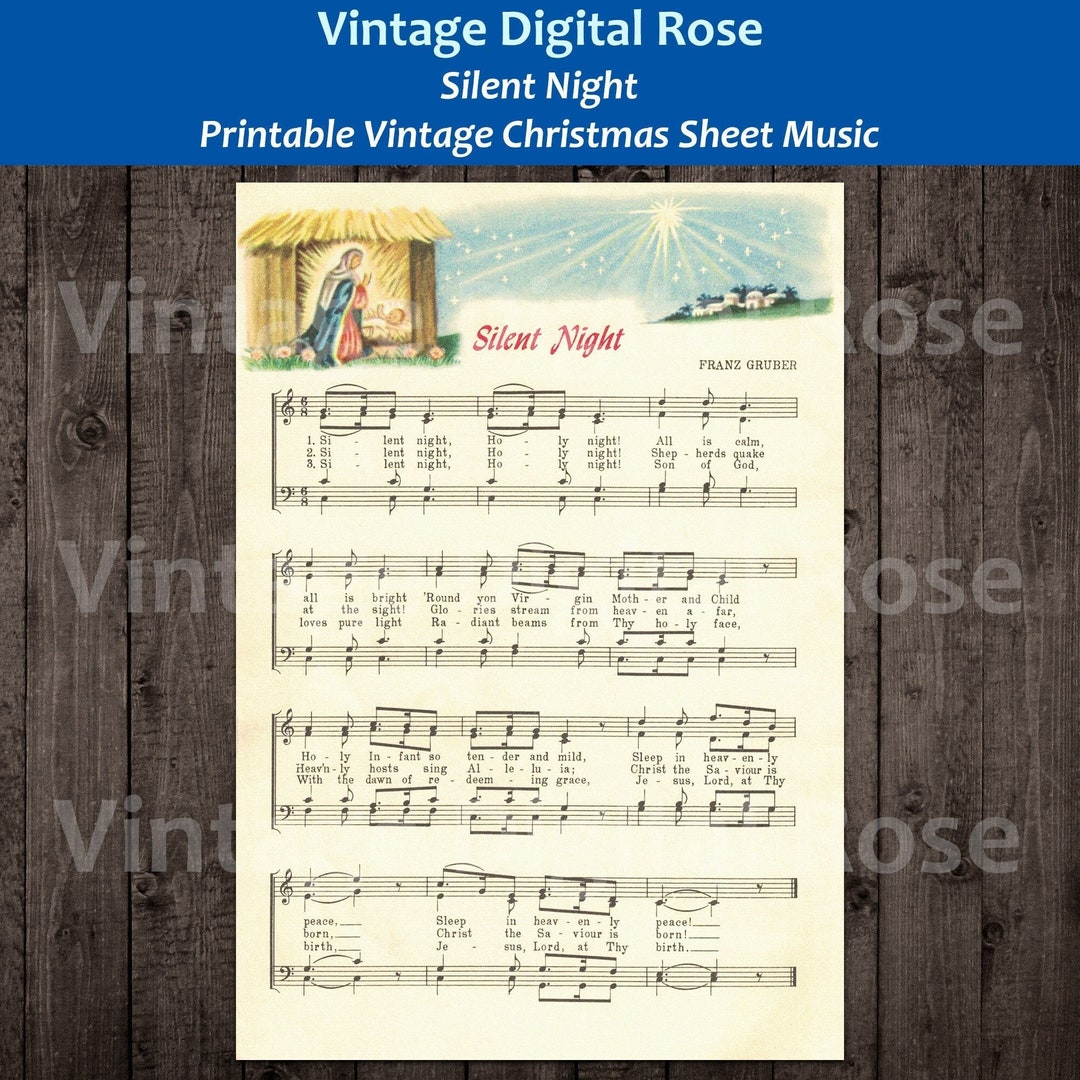 Silent Night Printable Vintage Popular Christmas Carol Sheet Music ...