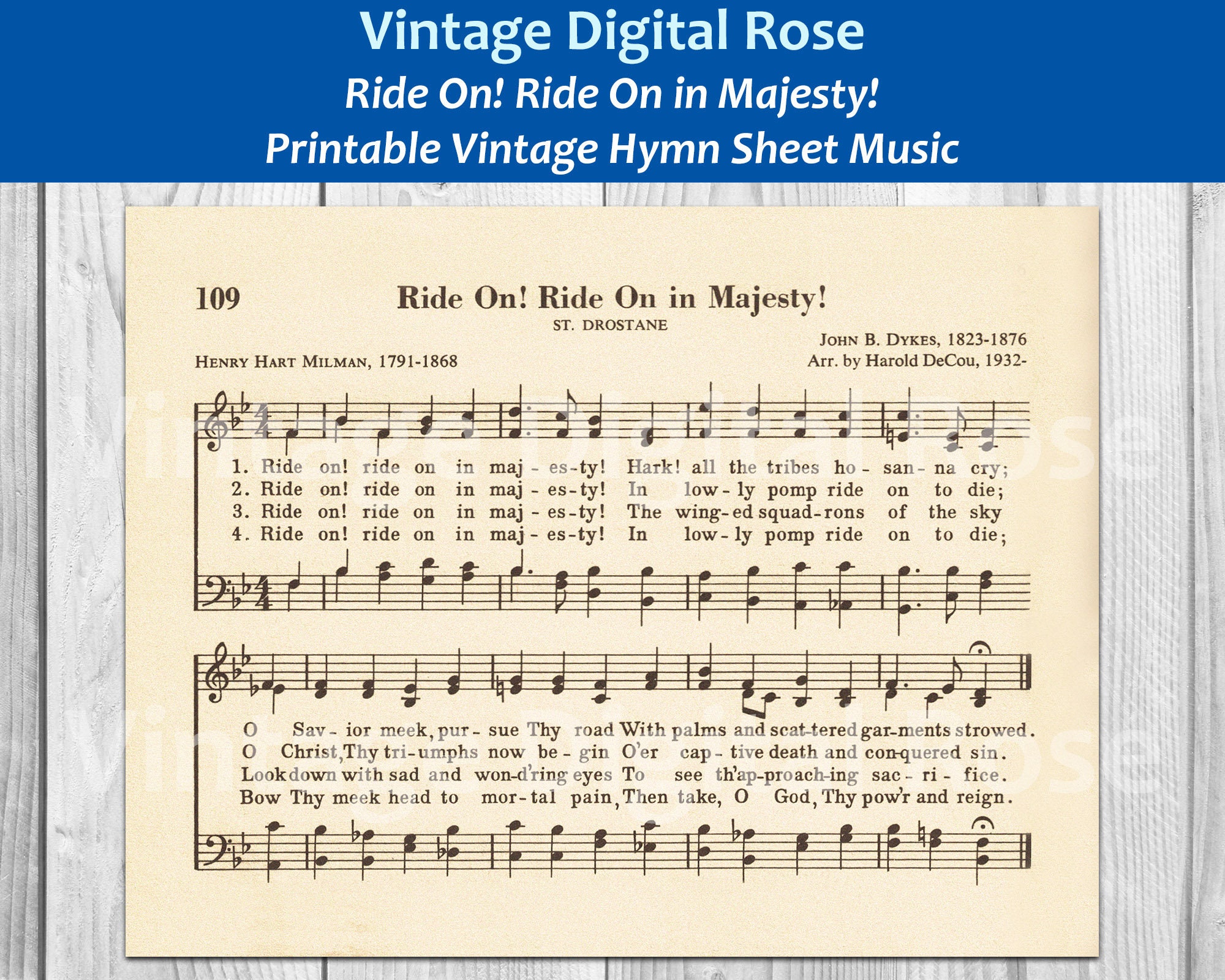 Ride On! Ride on in Majesty! Printable Vintage Hymn Sheet Music - Etsy