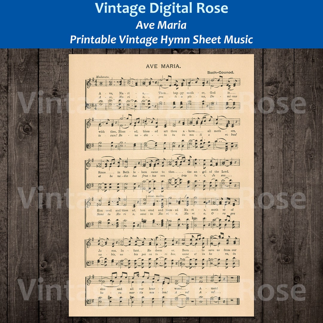 Ave Maria Printable Vintage Hymn Sheet Music - Etsy