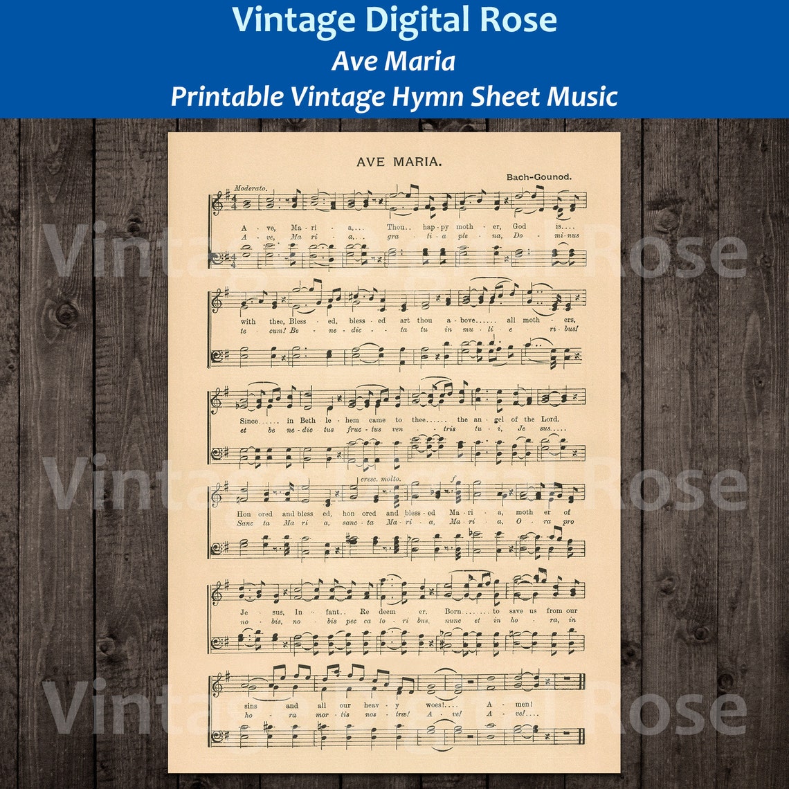 Ave Maria Printable Vintage Hymn Sheet Music - Etsy