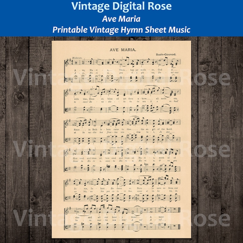 Ave Maria Printable Vintage Hymn Sheet Music - Etsy