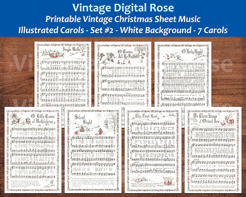 Printable Vintage Christmas Carols Illustrated Best Sellers - Etsy
