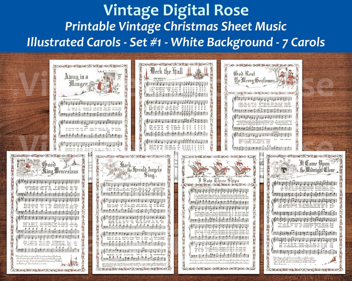 Printable Vintage Christmas Carols Illustrated Best Sellers Top ...