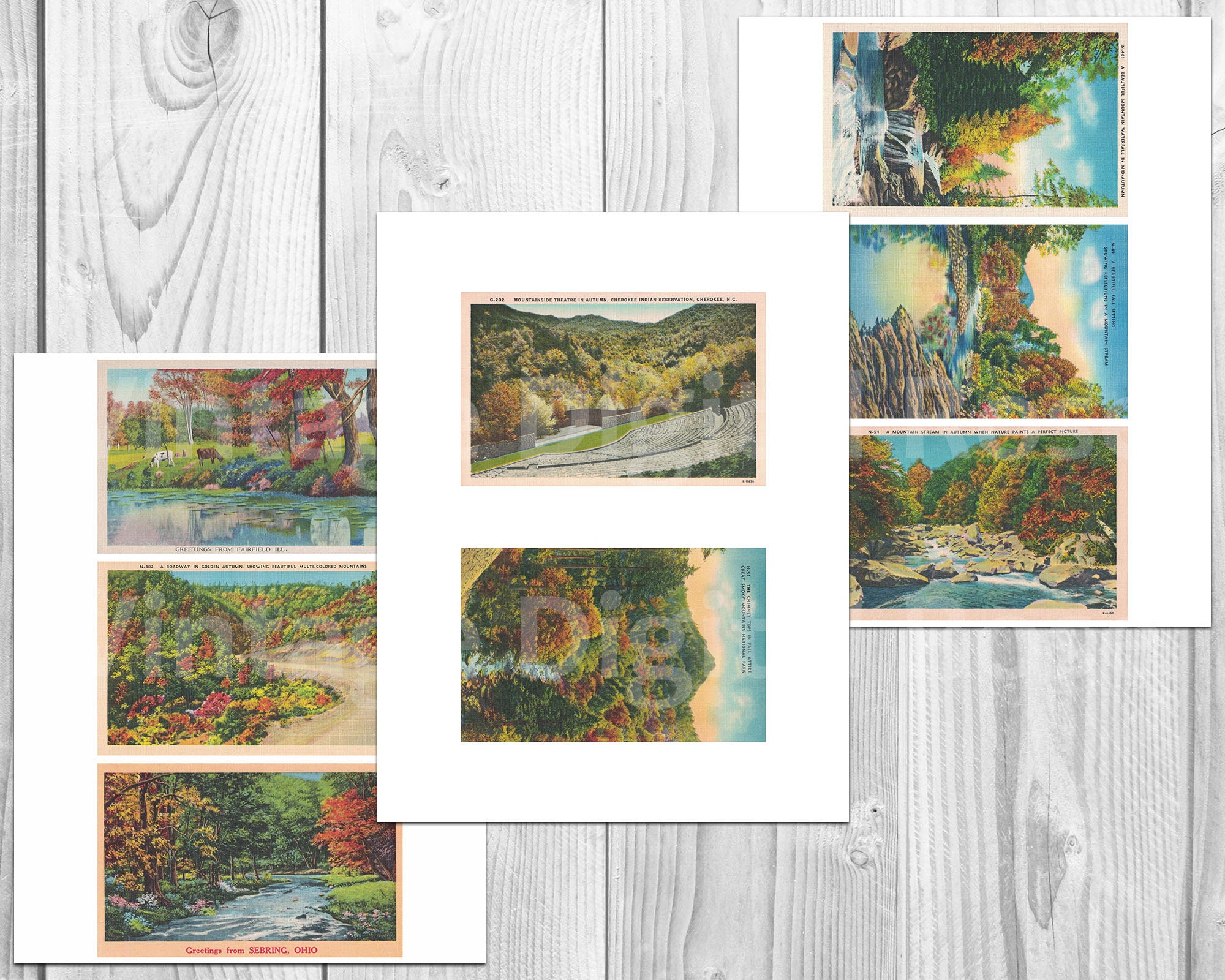 Fall Autumn Vintage Printable Postcards Set of 8 Cards | Etsy