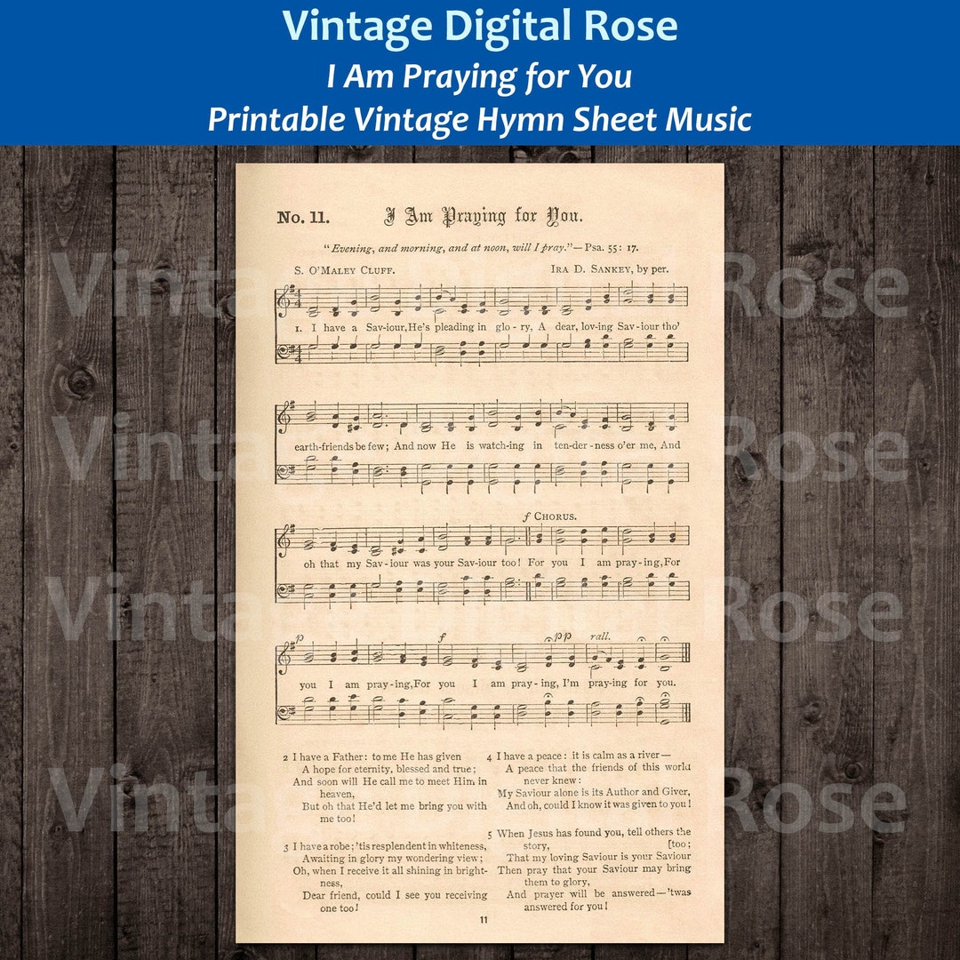 I Am Praying for You Printable Vintage Gospel Hymn Sheet Music - Etsy