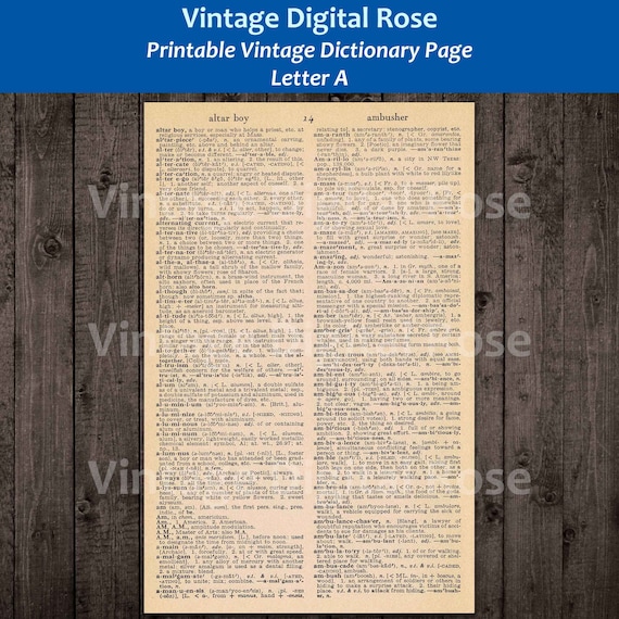 Letter A Vintage Printable Dictionary Page Etsy letter-a-vintage-printable-dictionary-page-etsy