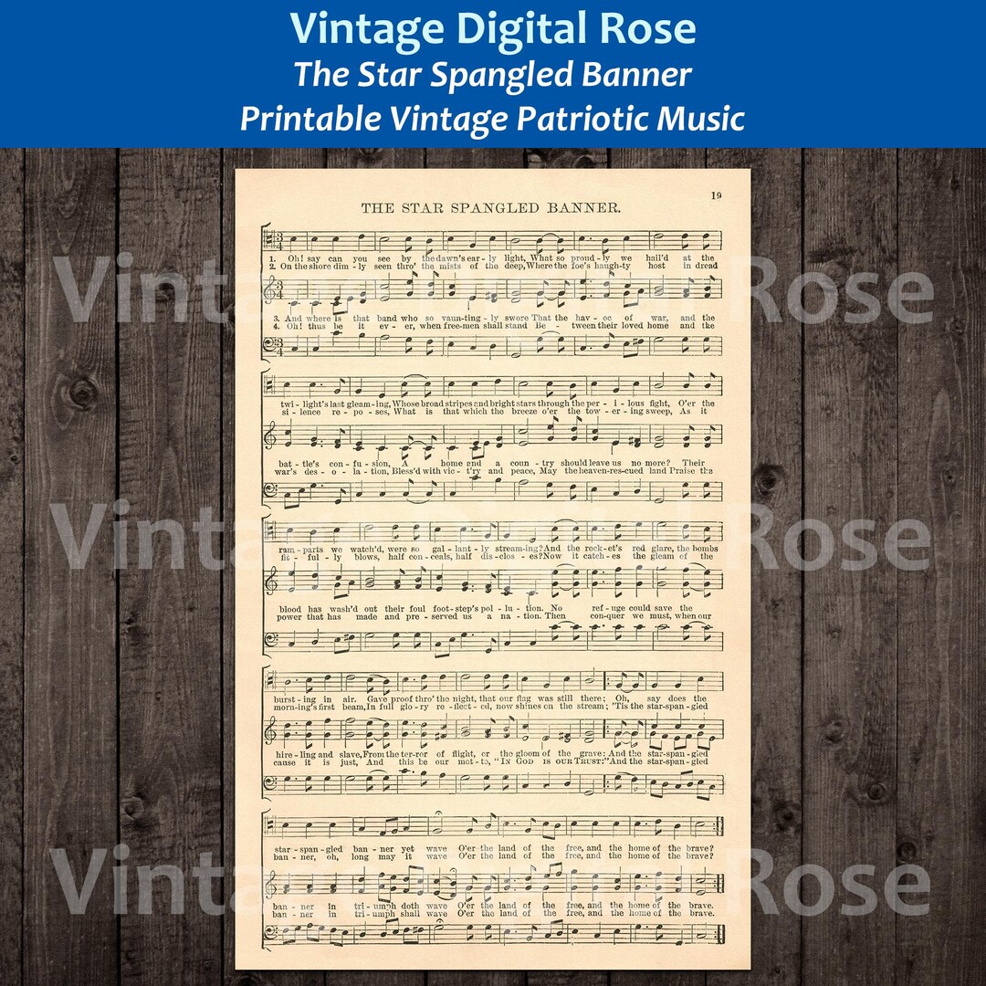 The Star-spangled Banner Printable Vintage Patriotic Sheet Music - Etsy