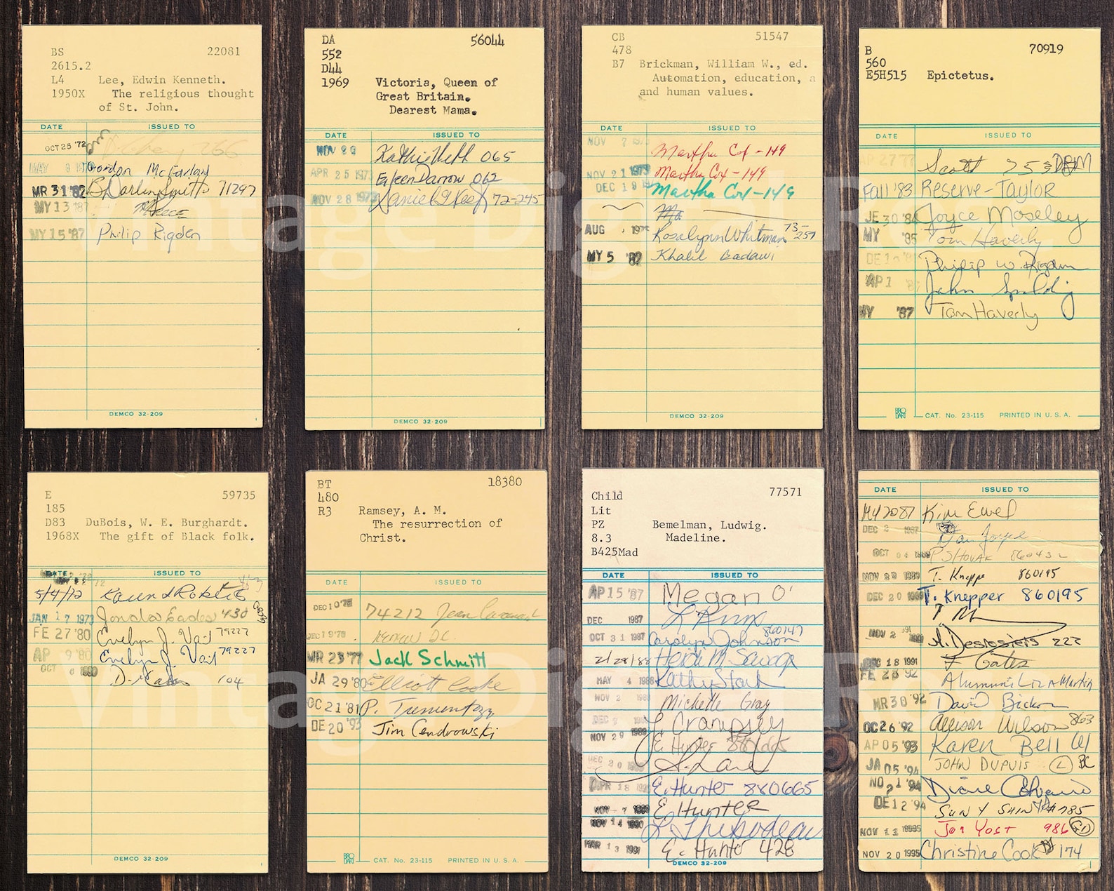 Vintage Printable Library Checkout Cards Stamped Cards Digital Collage ...