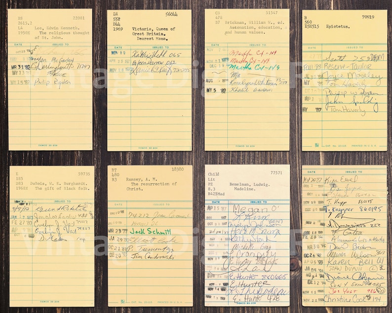 Vintage Printable Library Checkout Cards Stamped Cards Digital - Etsy