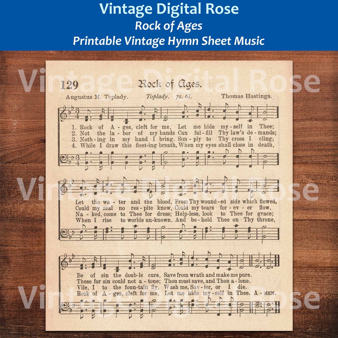 Rock of Ages Vintage Hymn Sheet Music - Etsy