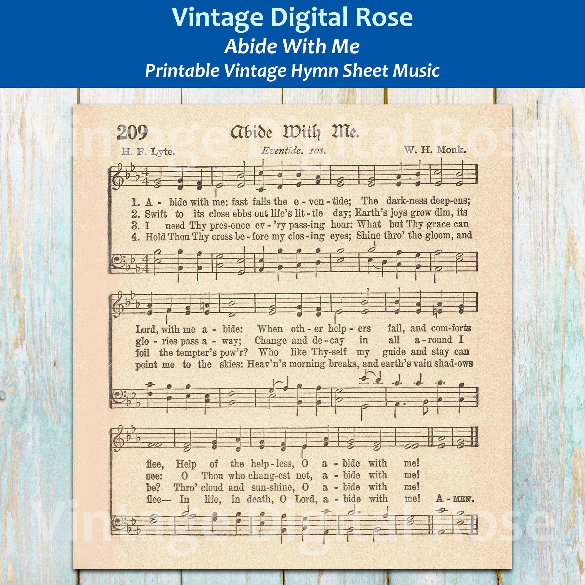 Abide With Me Printable Vintage Hymn - Etsy