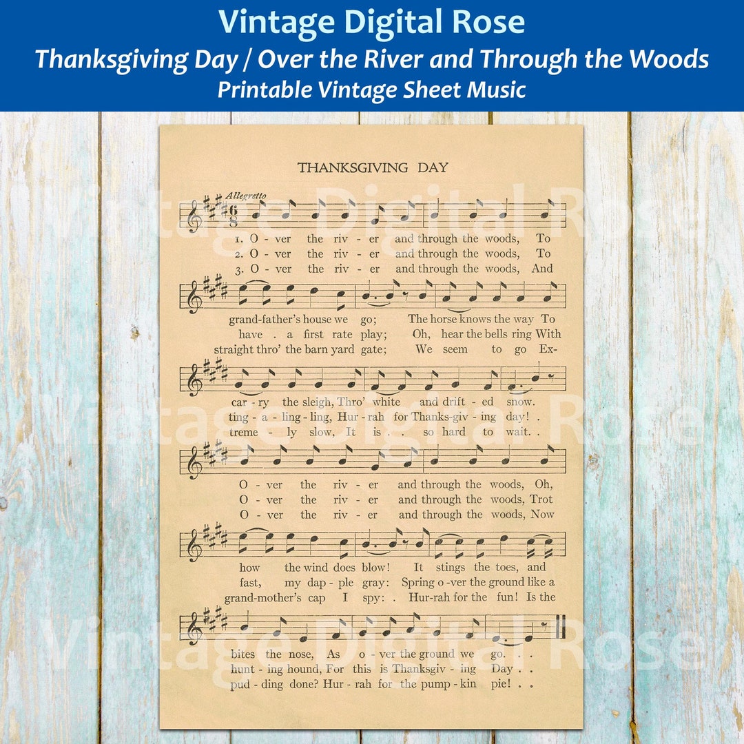 Over the River and Through the Woods Thanksgiving Day Printable Vintage ...