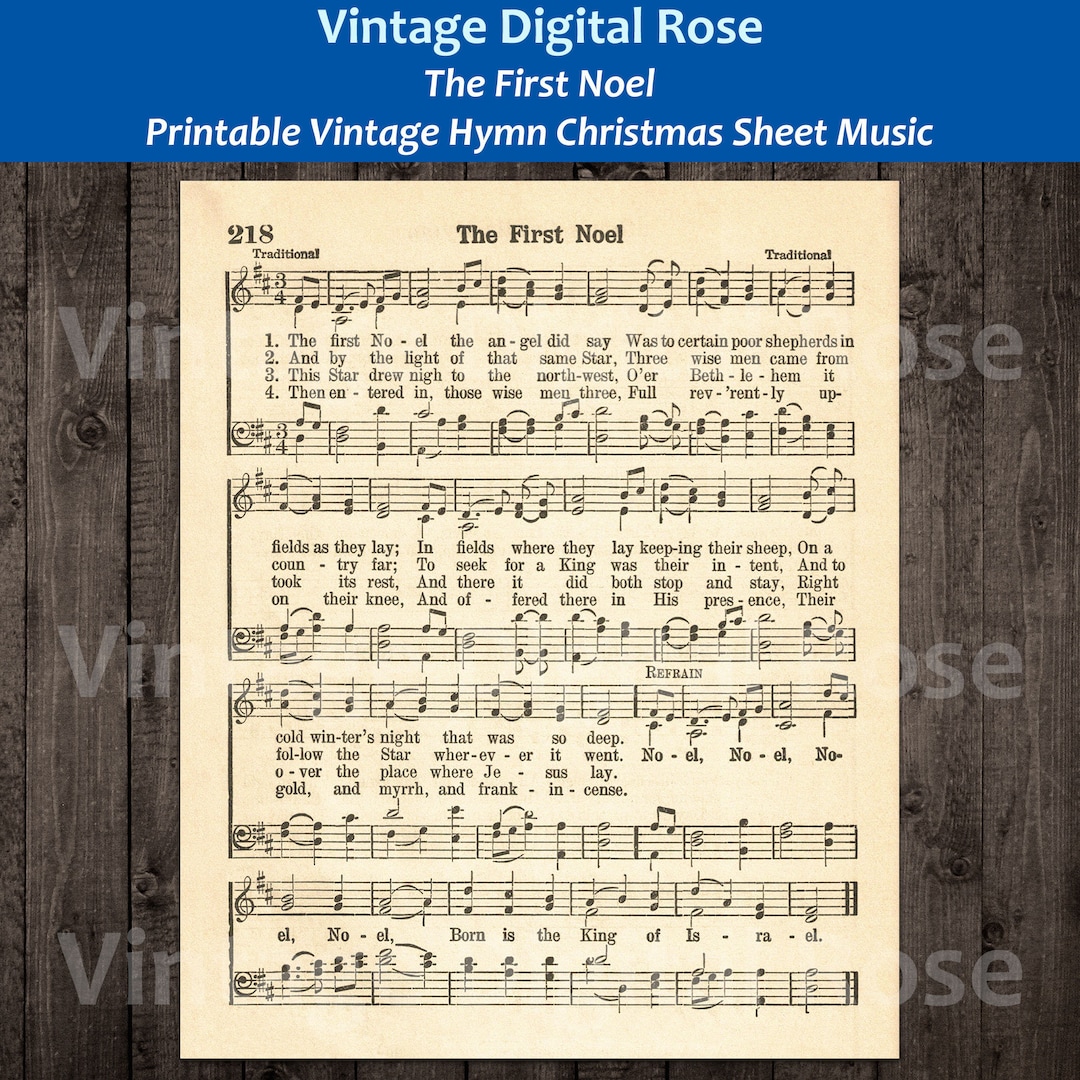 The First Noel Nowell Printable Vintage Christmas Hymn Carol Sheet ...