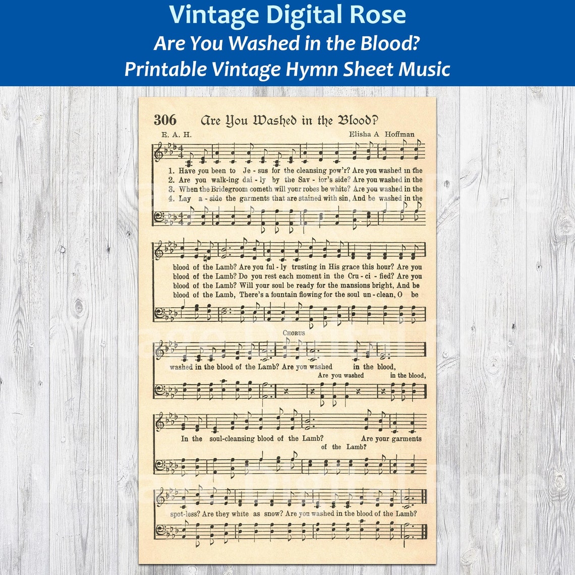Are You Washed in the Blood Printable Vintage Hymn Sheet - Etsy