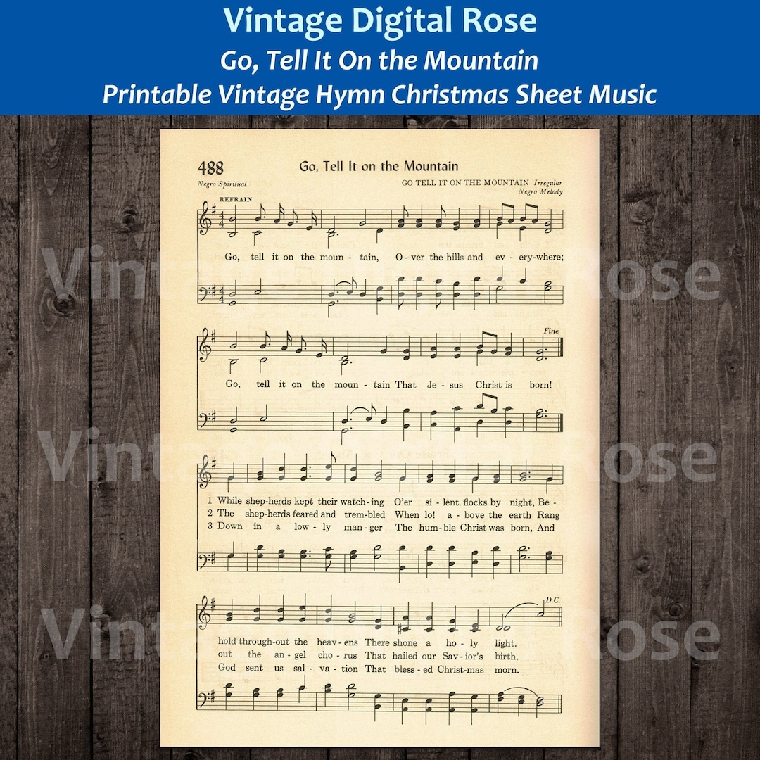 Go Tell It on the Mountain Printable Vintage Christmas Hymn Carol Negro ...