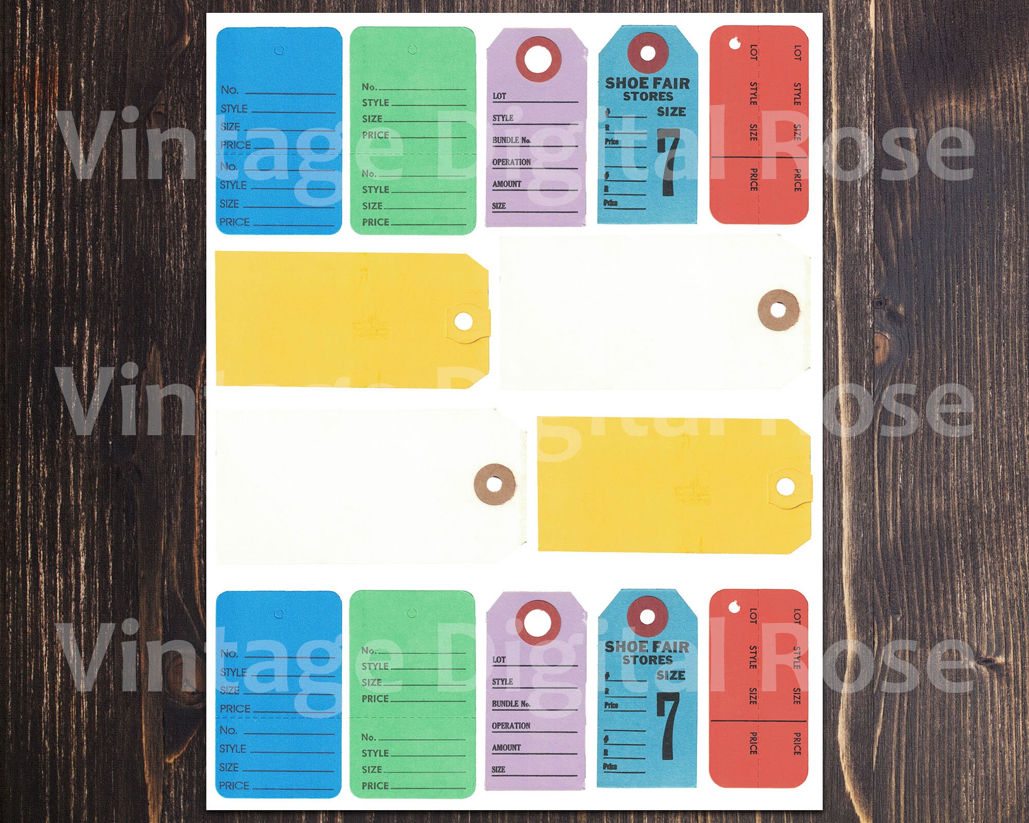 Vintage Printable Assorted Rainbow Colored Hang Tags General Store ...