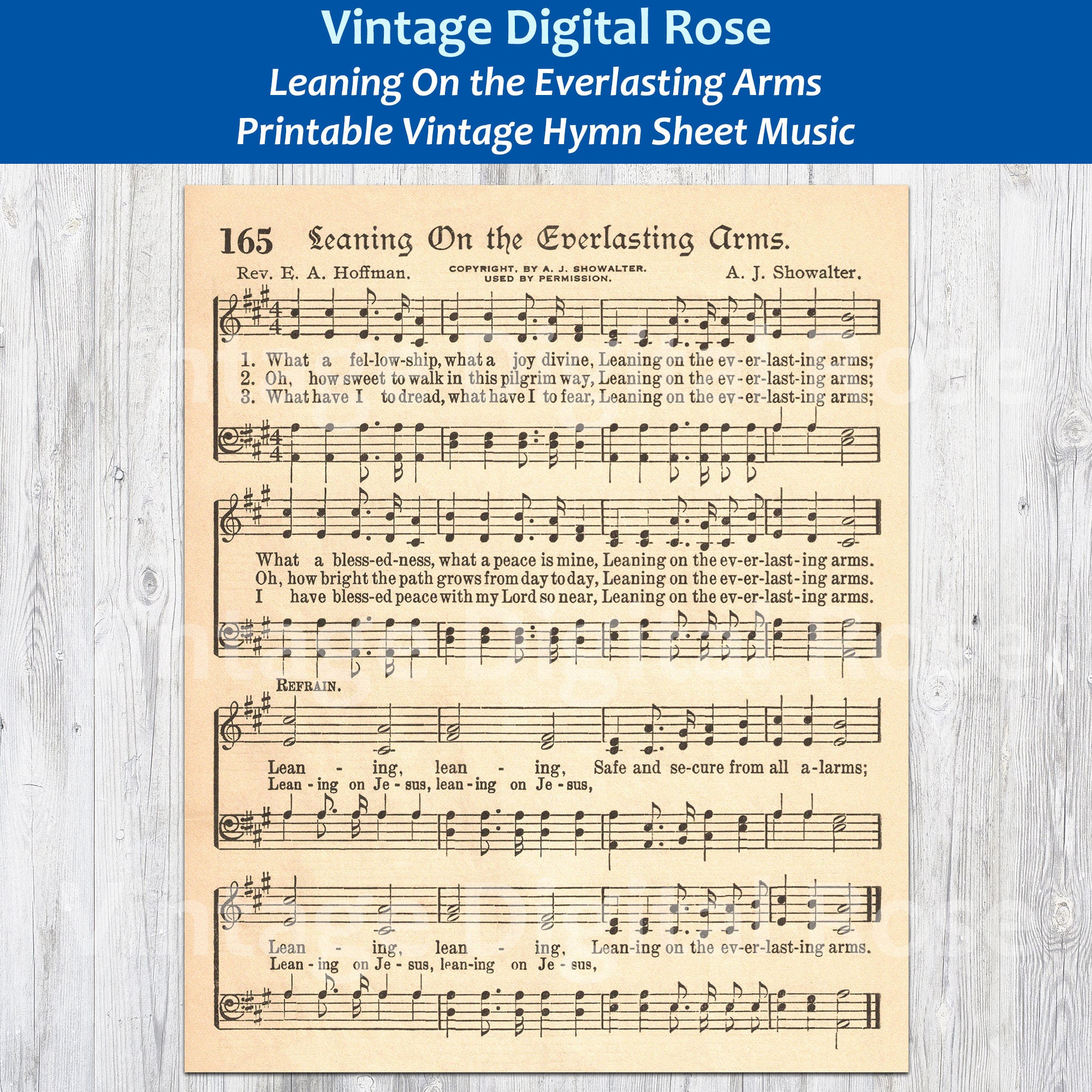 Leaning on the Everlasting Arms Printable Vintage Hymn Sheet Music - Etsy