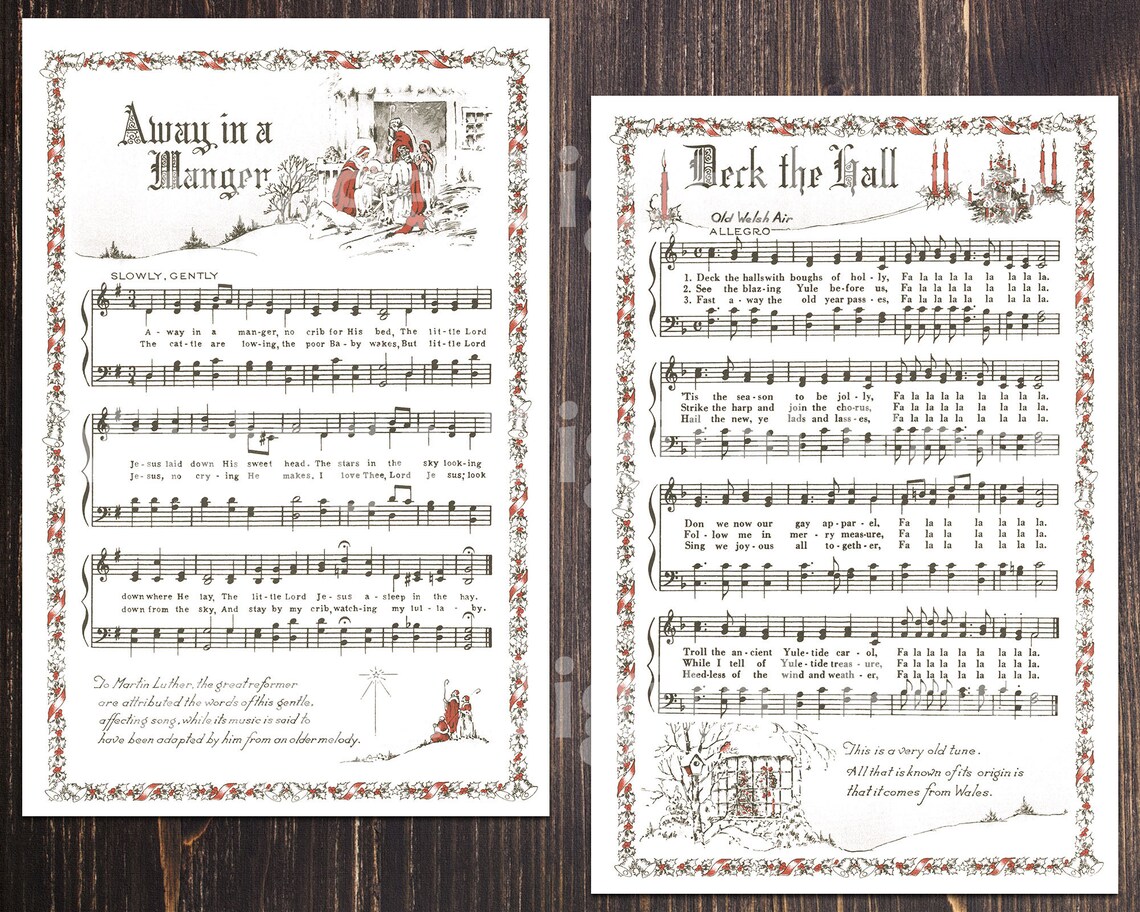 Printable Vintage Christmas Carols Illustrated Best Sellers Top ...
