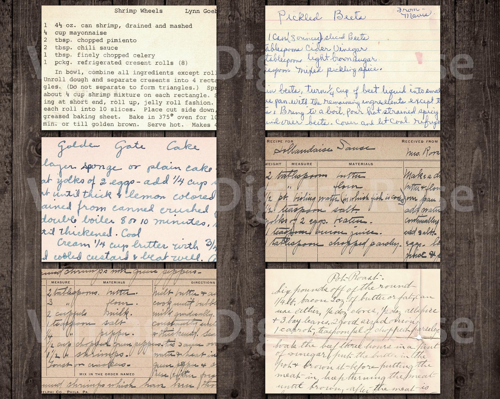 Vintage Handwritten and Typed Recipe Cards Printable ATC Size - Etsy