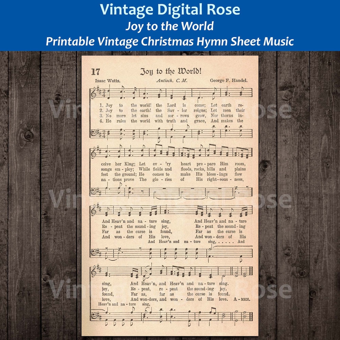 Joy to the World Printable Vintage Christmas Hymn Carol Sheet - Etsy