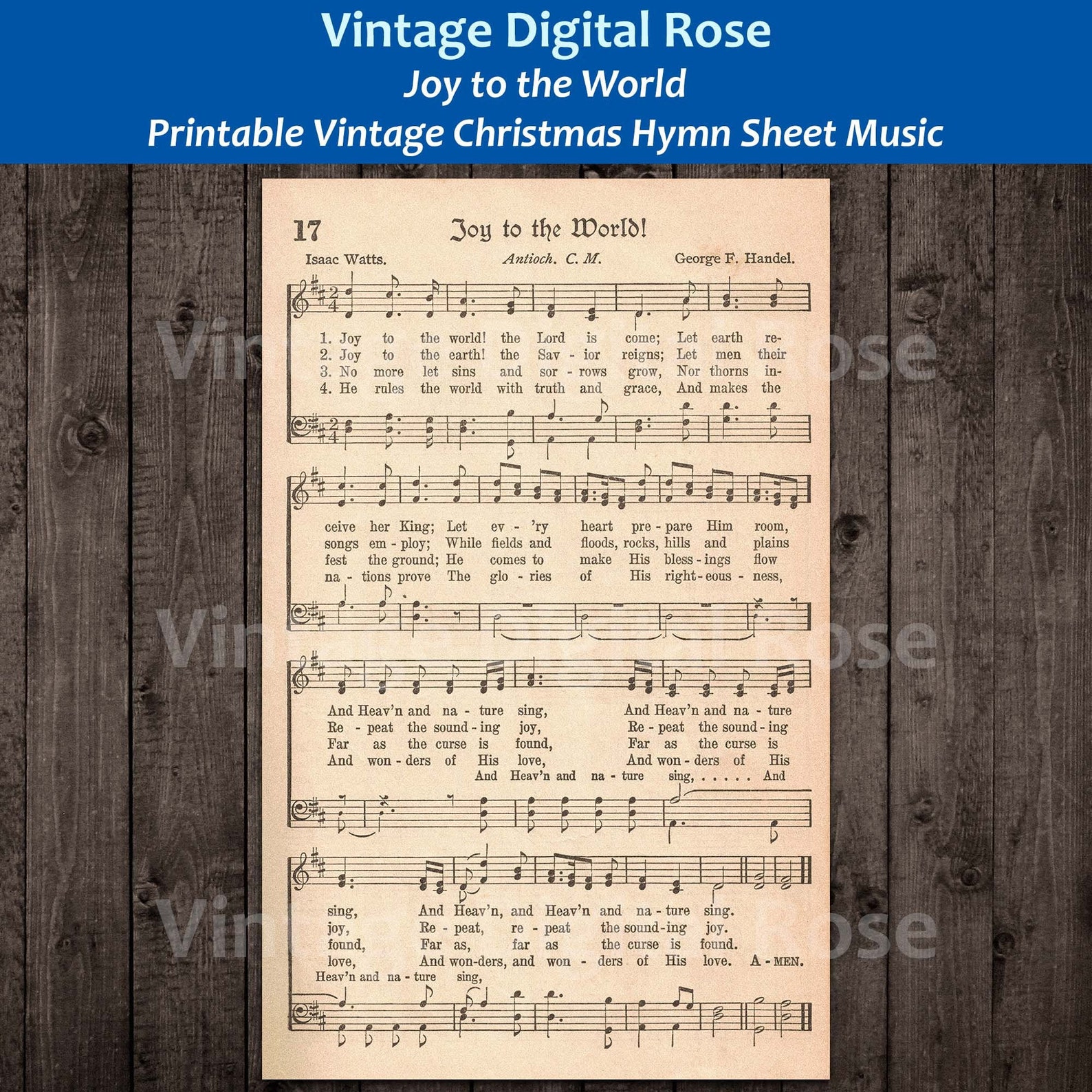 Joy to the World Printable Vintage Christmas Hymn Carol Sheet Music - Etsy