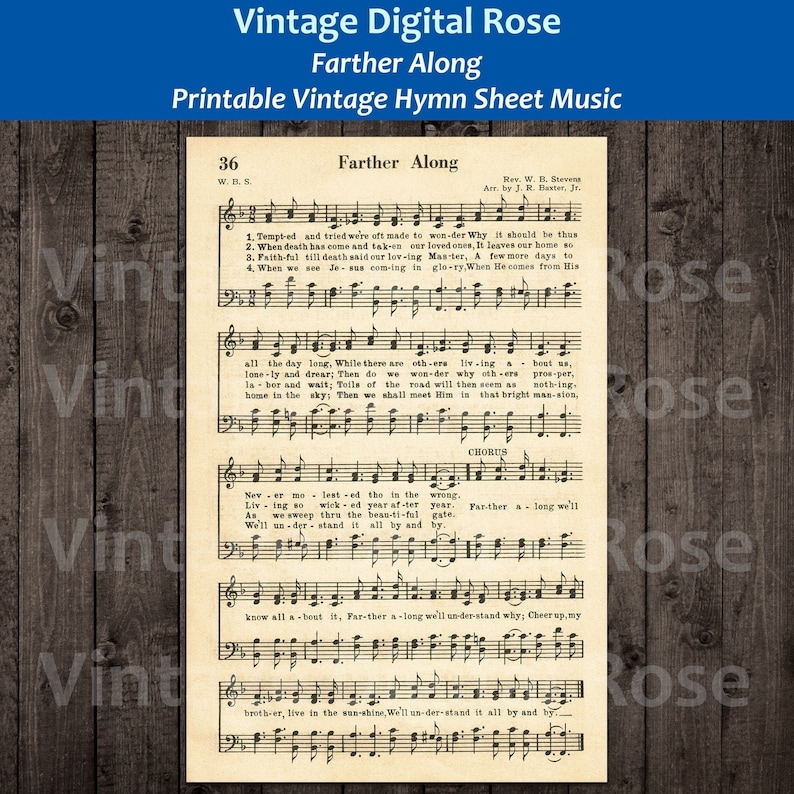 Farther Along Printable Vintage Hymn Sheet Music - Etsy
